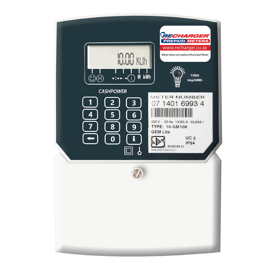 Gemlite Single Phase 80Amp Prepaid Electricity Meter – Recharger ...